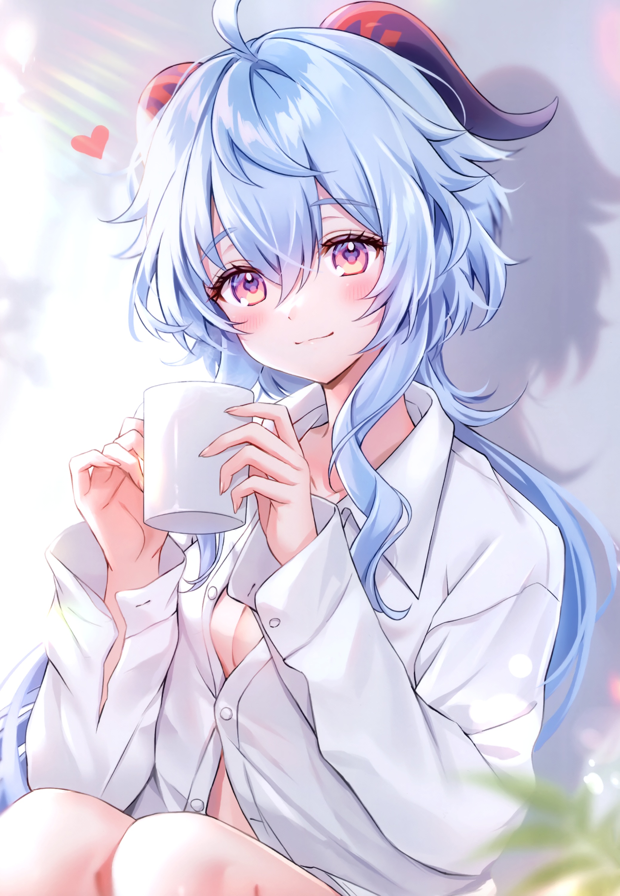 amaki ruto genshin impact ganyu dress shirt horns no bra open shirt | #1161957 | yande.re